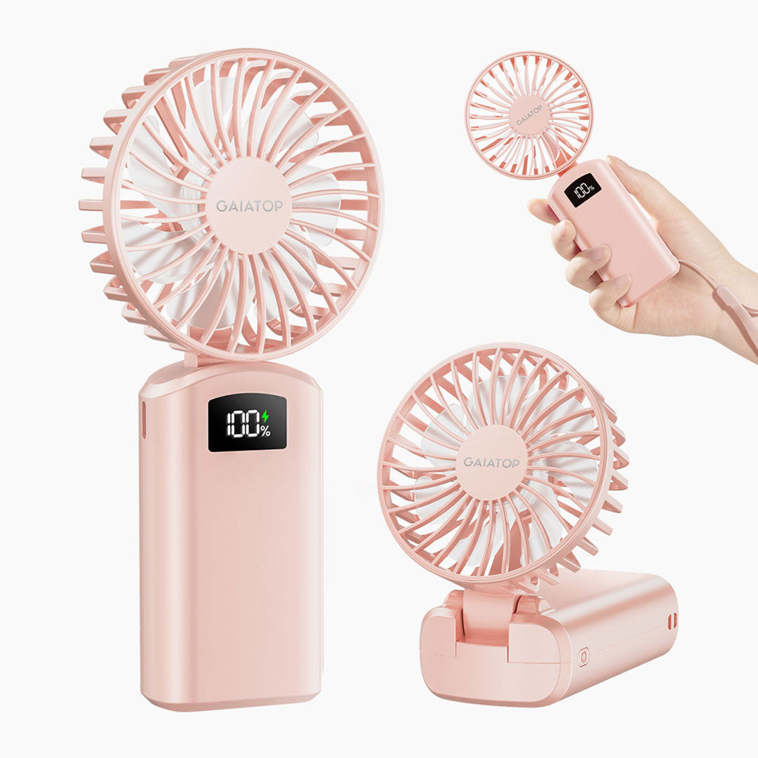 Gaiatop Portable Handheld Fan With Digital Display Foldable 3 Speed US